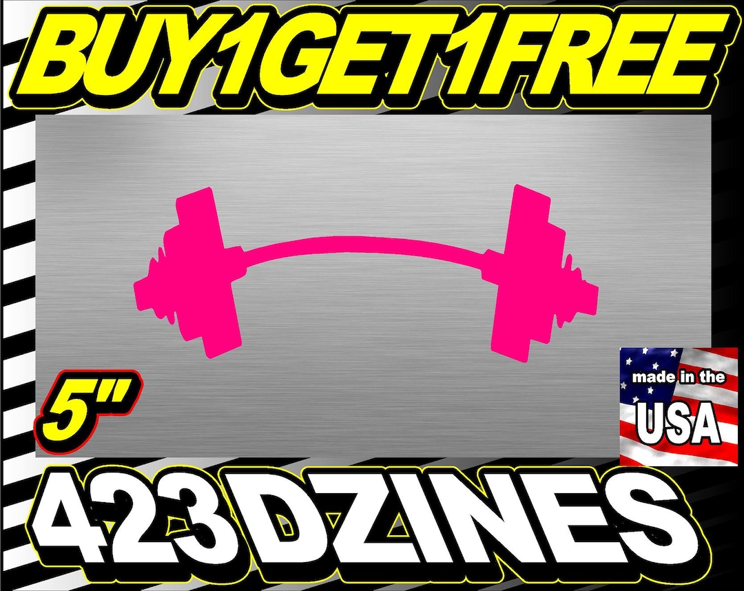 Barbell Weightlifting 5'' Vinyl Window Decal, Sticker, Buy 1 Get 1 Free ...