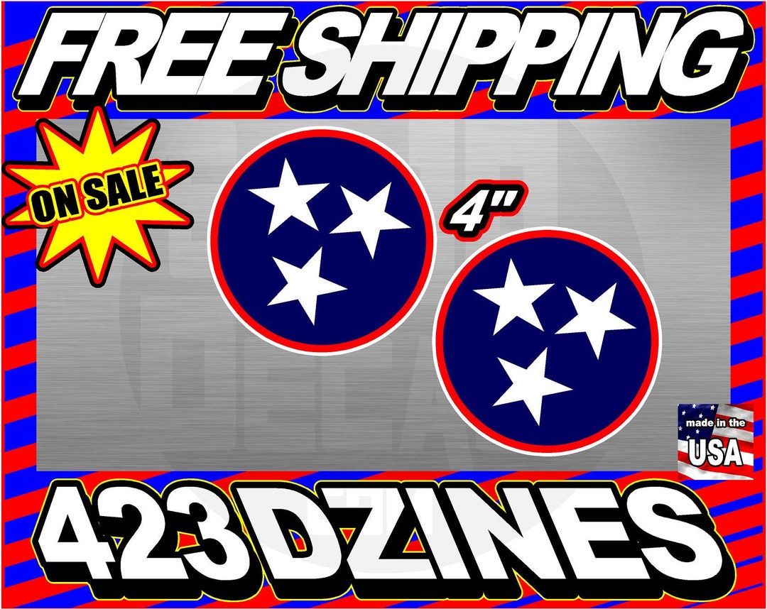 Tennessee State Flag Circle 4" Sticker Buy 1 Get 1 FREE - Etsy