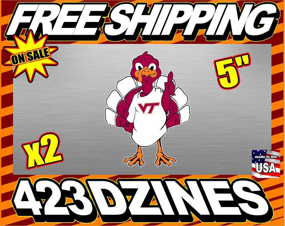 Virginia Tech Hokie 5'' Vinyl Car Decal Buy 1 Get 1 Free - Etsy
