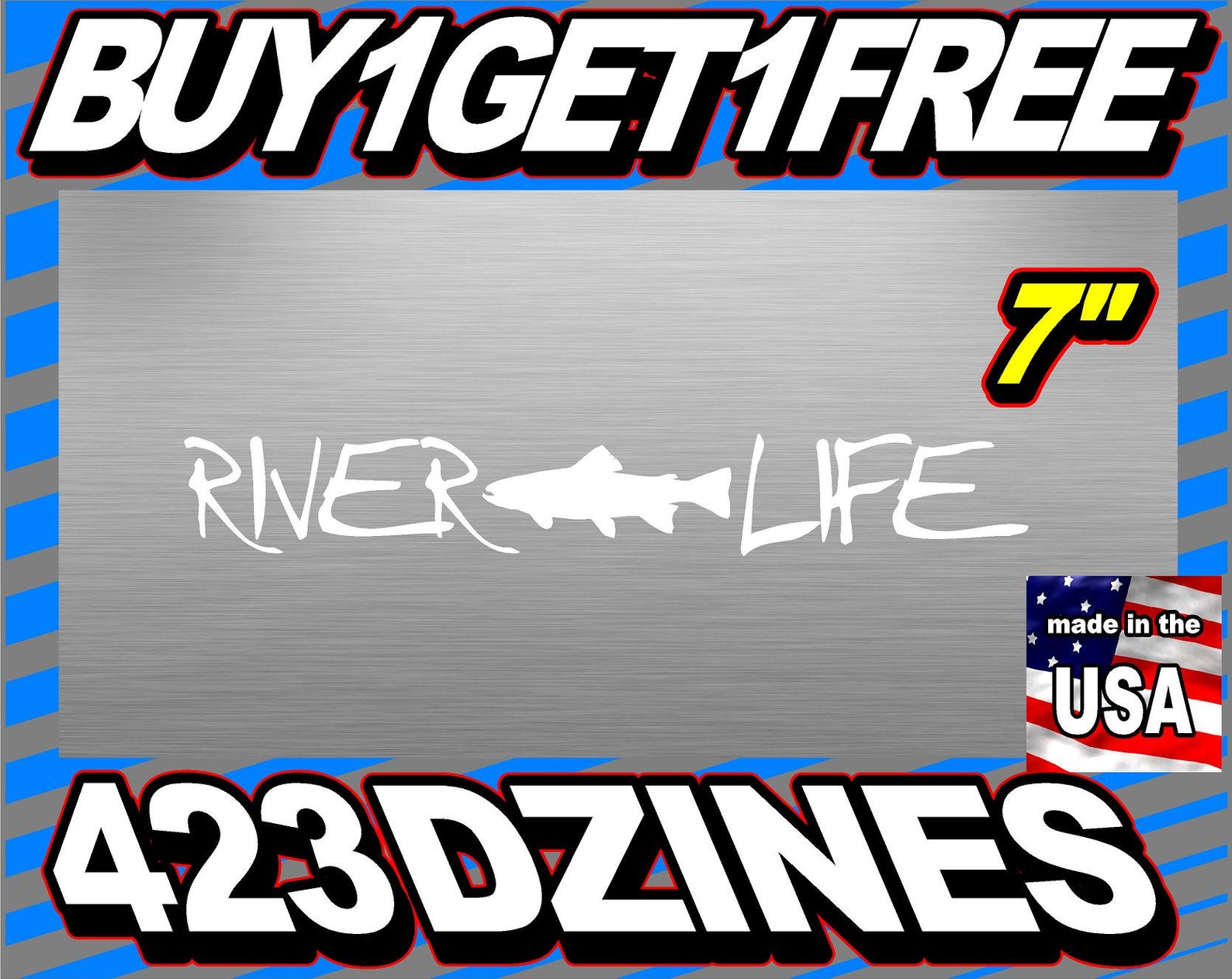 River Life Fishing 7'' Vinyl Window Decal, Sticker Buy 1 Get 1 Free - Etsy