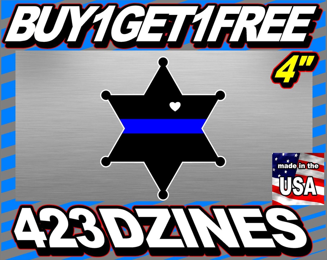 Police Thin Blue Line Badge 4'' Vinyl Window Decal Buy 1 Get 1 Free - Etsy