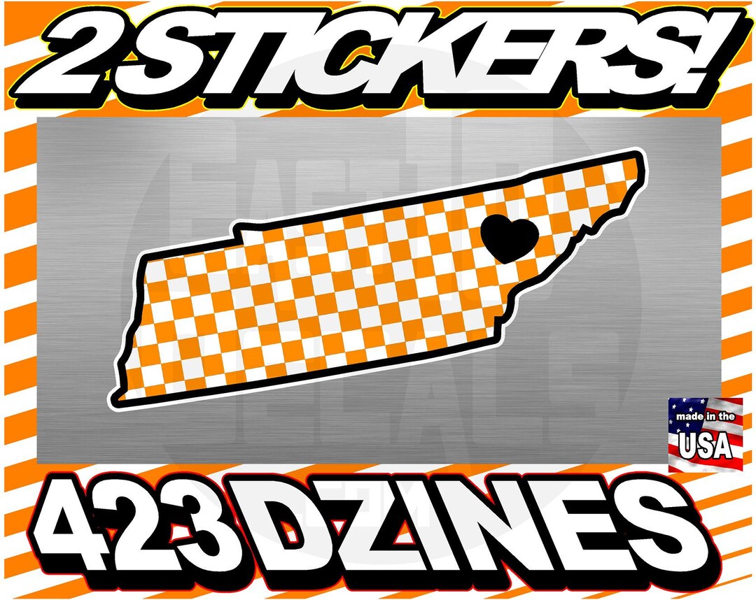 Tennessee State Checkerboard Heart Knoxville 5" Sticker Buy 1 Get 1 ...