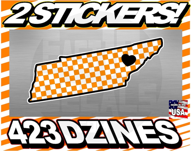 Tennessee State Checkerboard Heart Knoxville 5" Sticker Buy 1 Get 1 ...