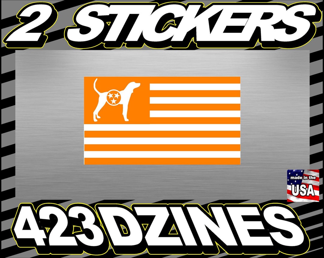 Tennessee Vols Smokey American Flag 3" Vinyl Sticker, Laptop Decal ...