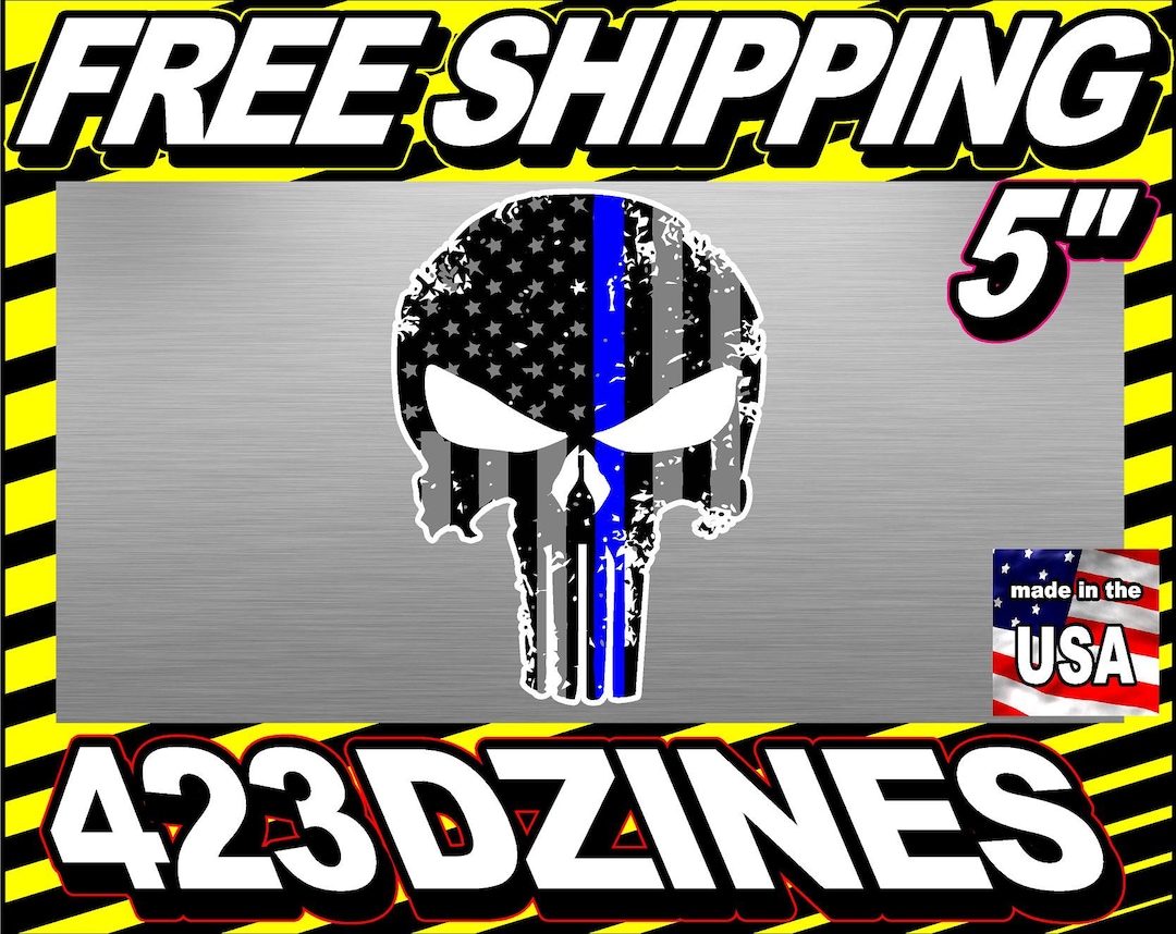 Thin Blue Line Skull 5'' Window Decal Buy 1 Get 1 Free - Etsy