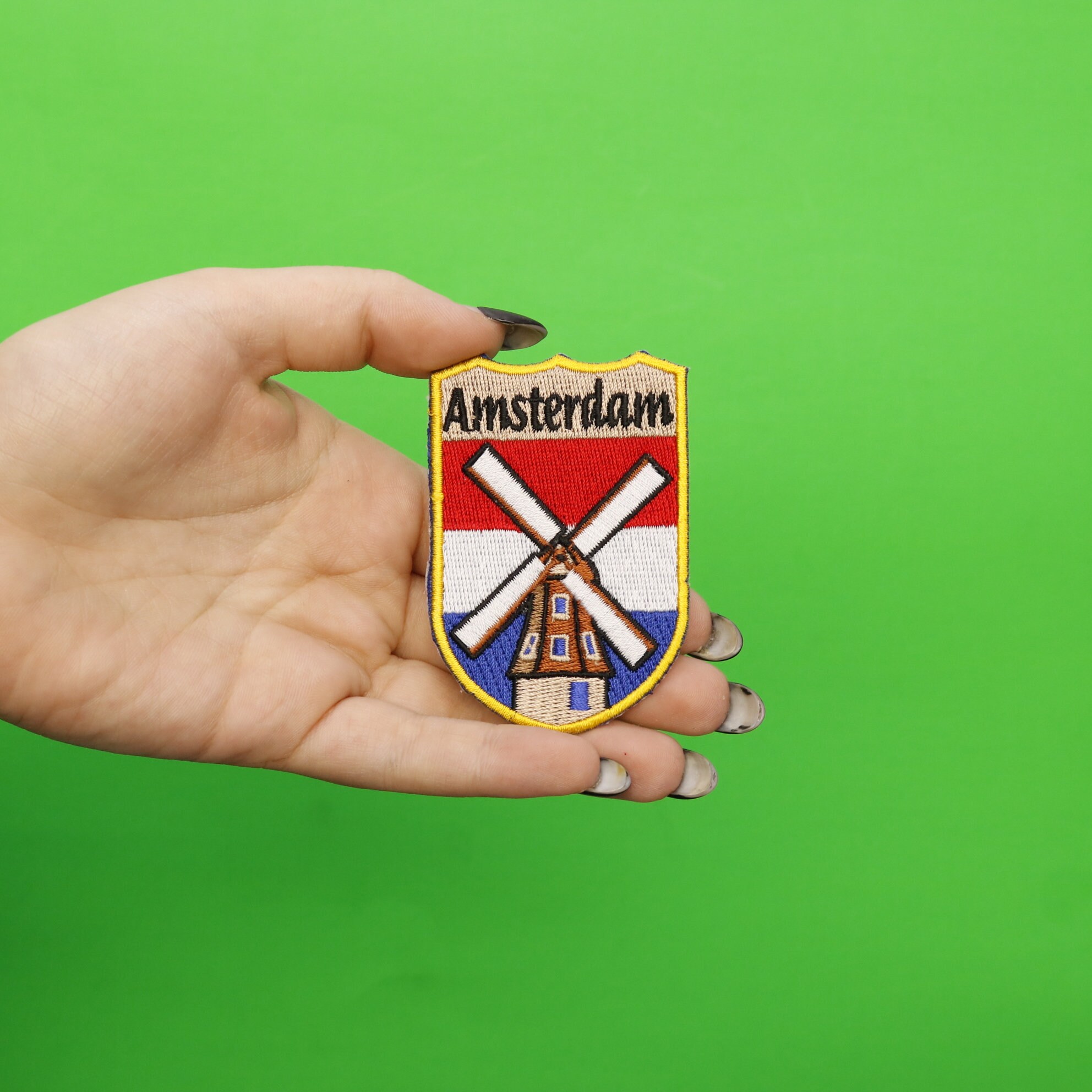 Netherlands Amsterdam Patch Windmill Travel Shield Embroidered | Etsy