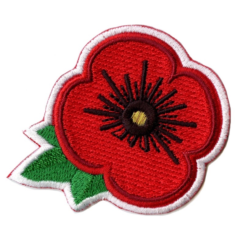 Red Poppy Flower Patch Remember Peace Military Embroidered Iron on AB6 ...