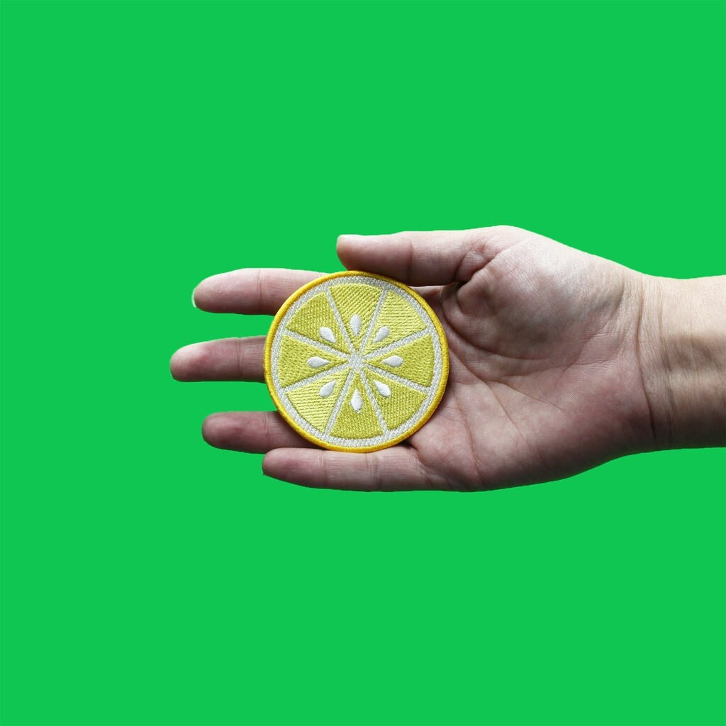 YELLOW Lemon Slice Round Patch Fresh Cut Citrus Embroidered Iron on EF4 ...