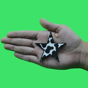 Cow Print Star Patch - Western Embroidered Iron-on - Etsy