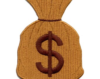 Money Bag Dollar Sign Patch Brown Emoji Iron on Embroidered Ae5 - Etsy