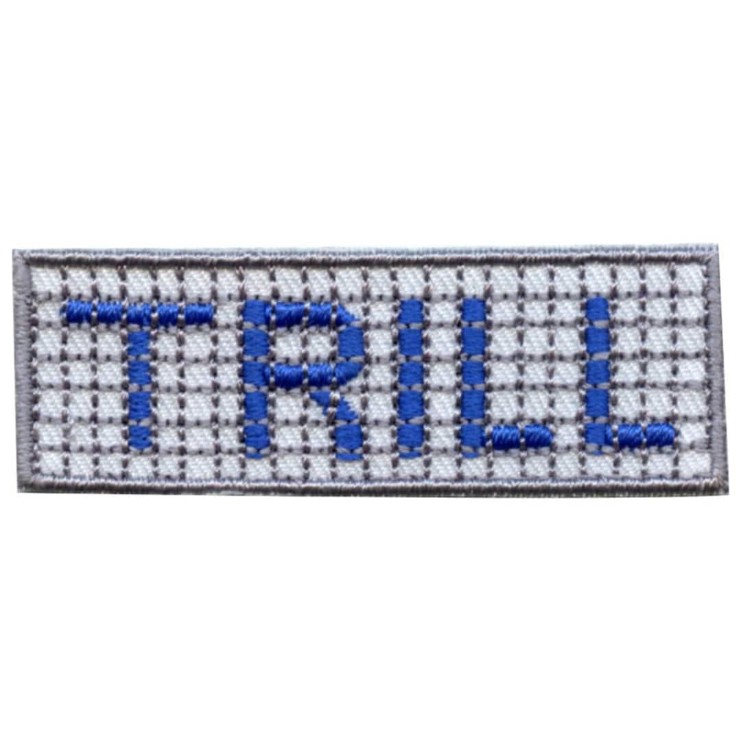 Trill Script Blue Tile Patch Curb Street Sign Iron on Embroidered BE8 ...