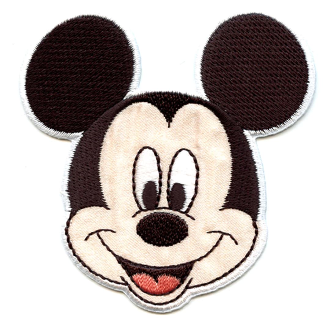 Officially Licensed Mickey Mouse Head White Border Patch Disney Iron on ...