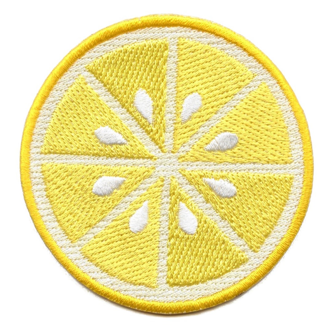 YELLOW Lemon Slice Round Patch Fresh Cut Citrus Embroidered Iron on EF4 ...