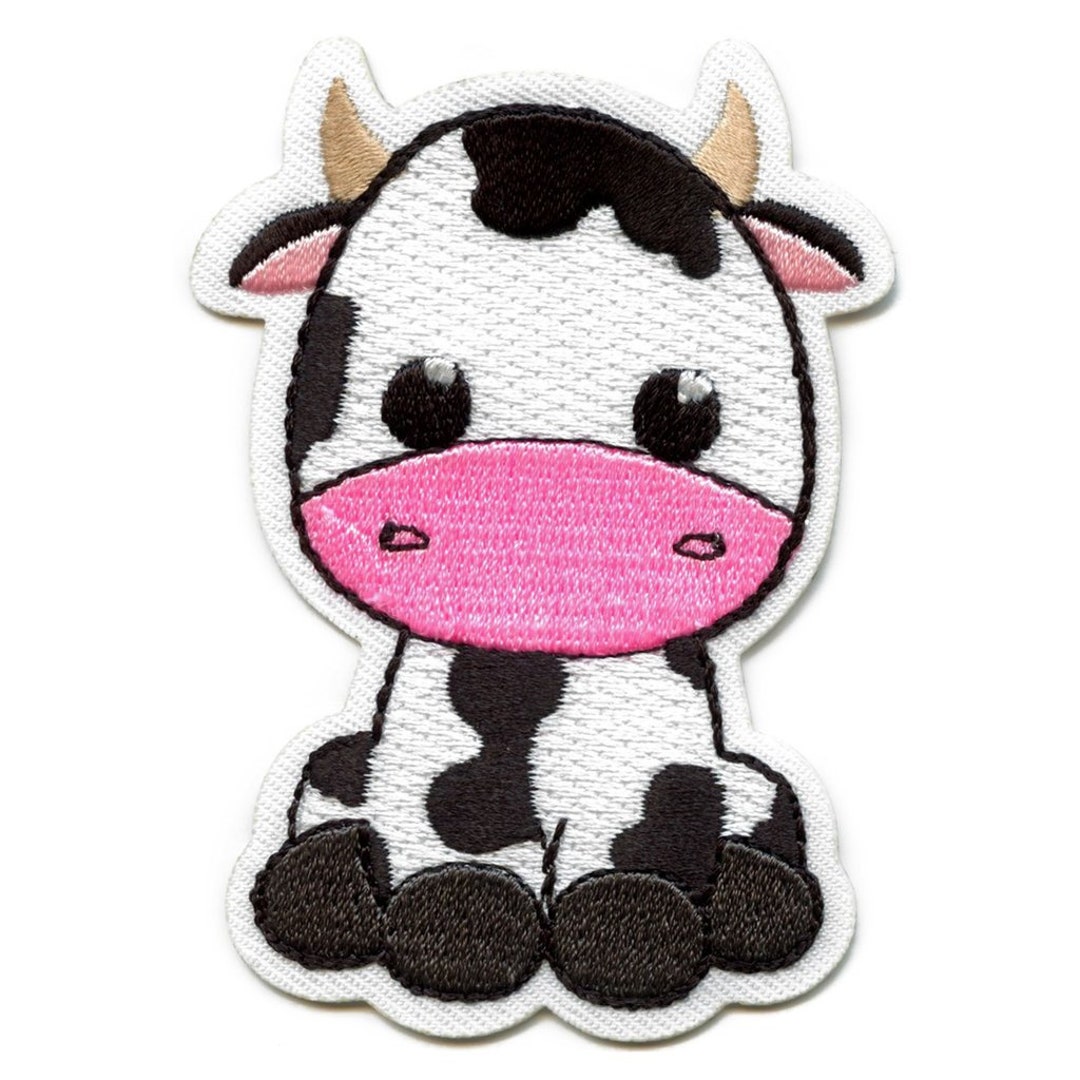 Cute Cow Sitting Patch Farm Animal Embroidered Iron on EA3 - Etsy