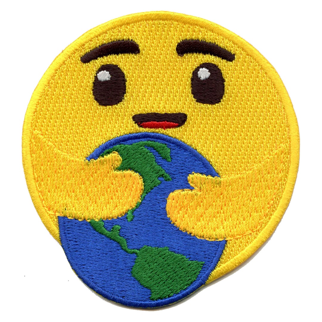 Hugging Earth Patch Planet Emoticon Icon Embroidered Iron on AD5 - Etsy