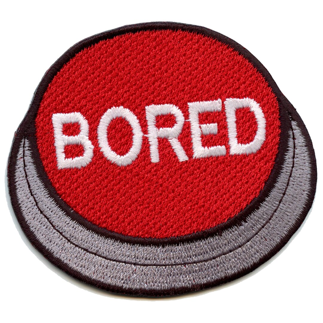 Big Red Bored Button Patch Smash Embroidered Iron on AD7 - Etsy