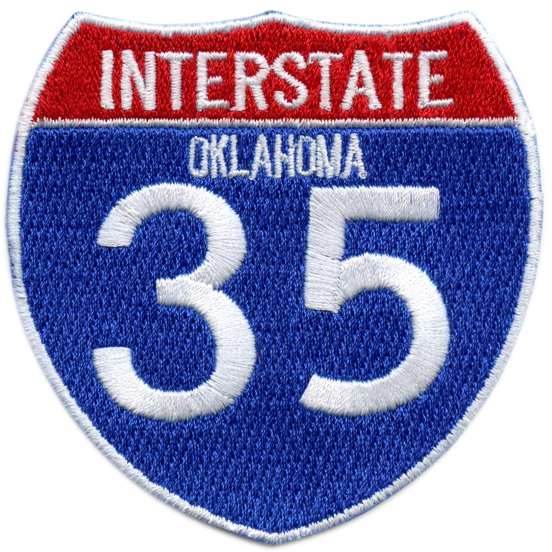 Oklahoma Interstate 35 Patch Freeway I-35 Sign Logo Iron on Embroidered ...