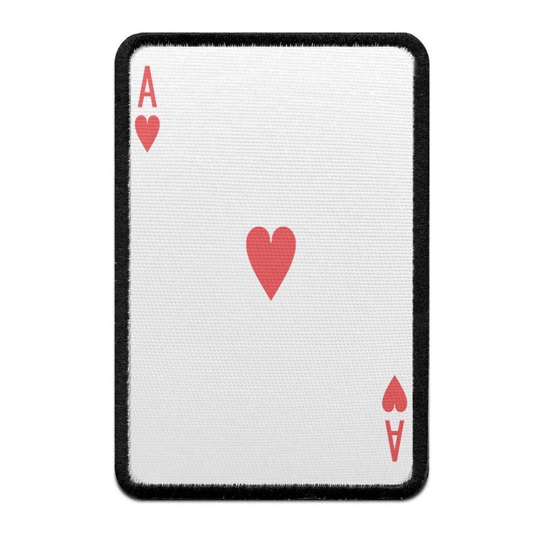 Ace of Hearts Playing Card Foto Patch Red Gamble Embroidered Iron on ...