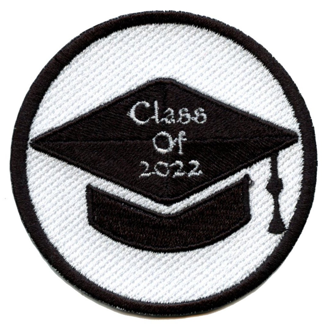 Class of 2022 Graduation Cap Script Patch Round Embroidered Iron on CC7 ...