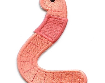 Fuzzy Worm on a String Patches Iron on Embroidered Patches - Etsy