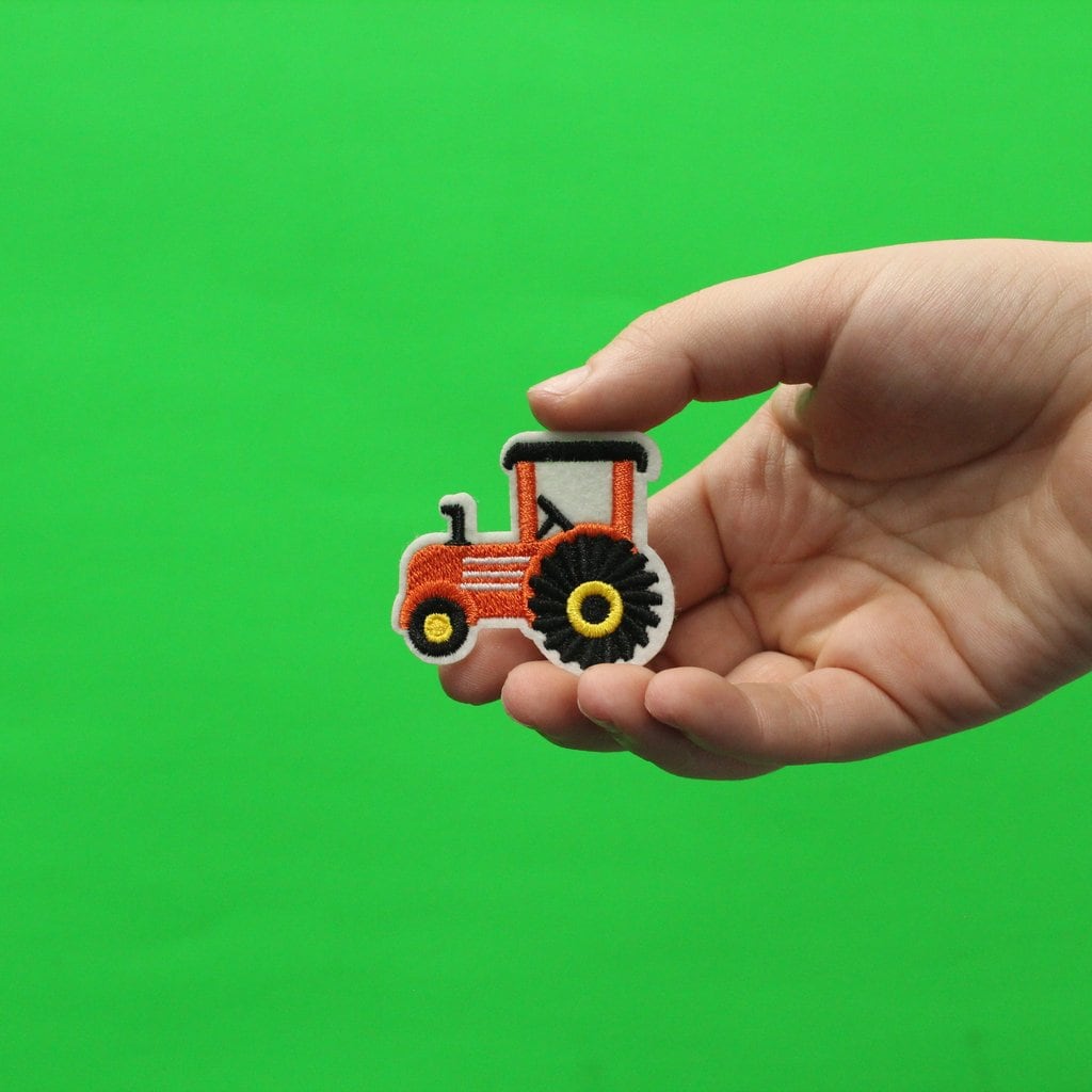 Orange Tractor Patch Farm Equipment Emoji Embroidered Iron On | Etsy