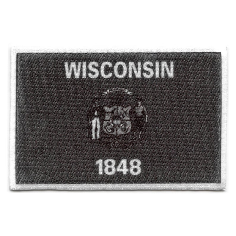 Wisconsin Patch State Flag Grayscale Embroidered Iron on AH8 - Etsy Israel