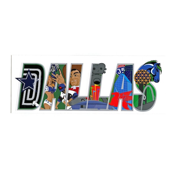 Dallas Texas Large Iconic Collage Bumper Sticker - Etsy