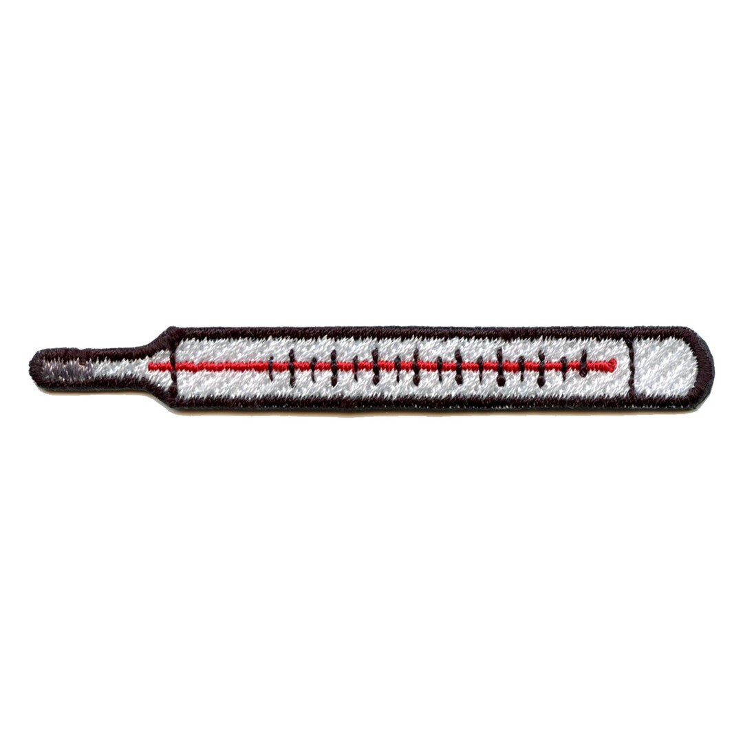 Glass Thermometer Patch Temperature Check Badge Embroidered Iron on AD3 ...