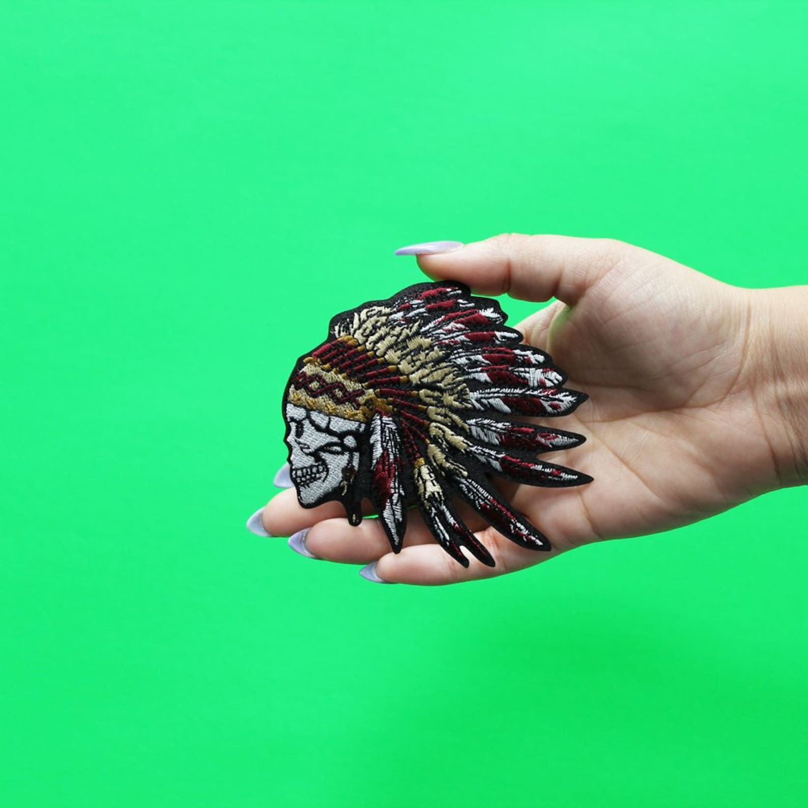 Native American Patch Chief Skull Headdress Embroidered Iron | Etsy