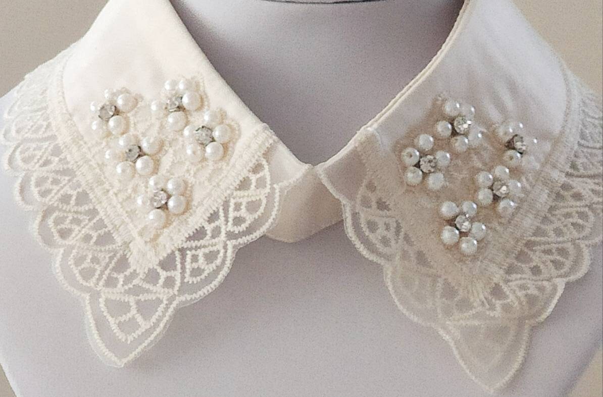 Pearl Collar, Fake Collar With Rhinestone & Pearl Embellishments ...