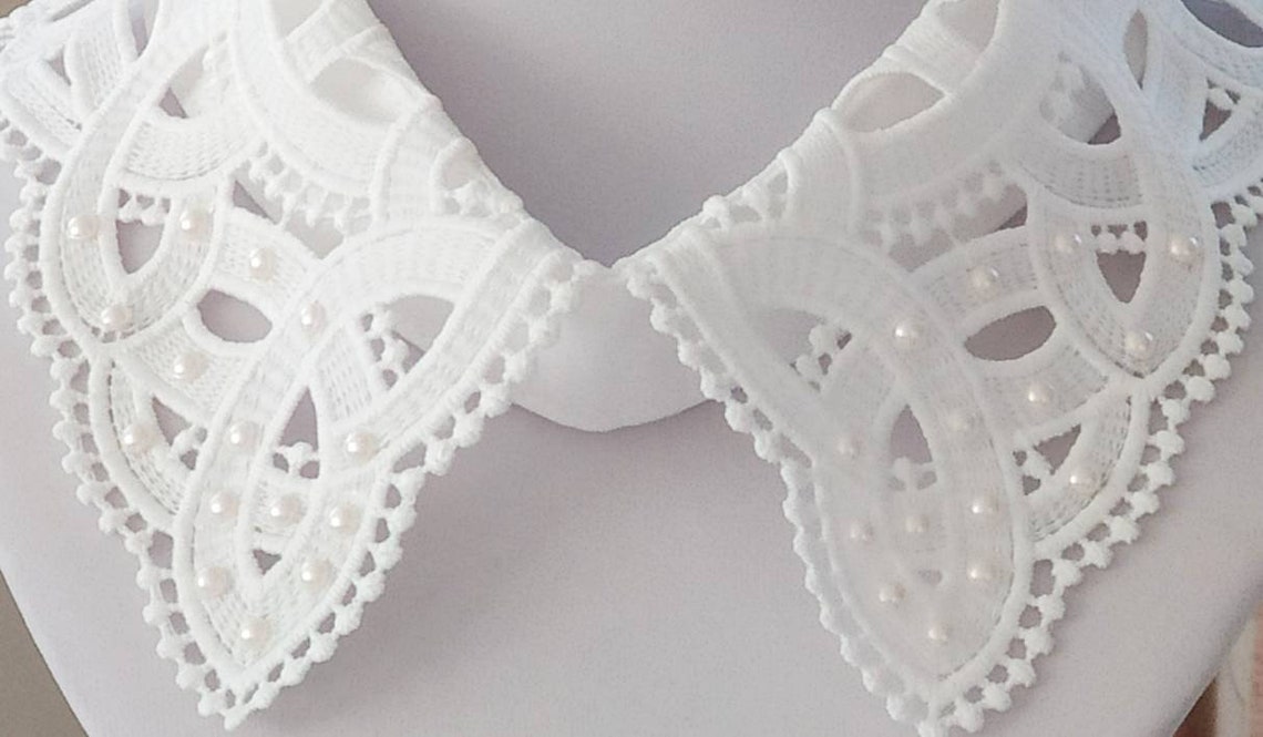 White Embellished Collar, White Collar, Net Collar,detachable Collar ...