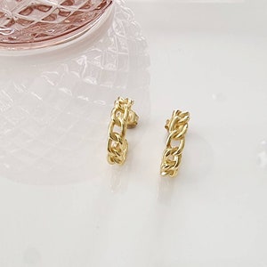 Gold Plated Sterling Silver Chain Hoop Earrings, 12mm - Etsy