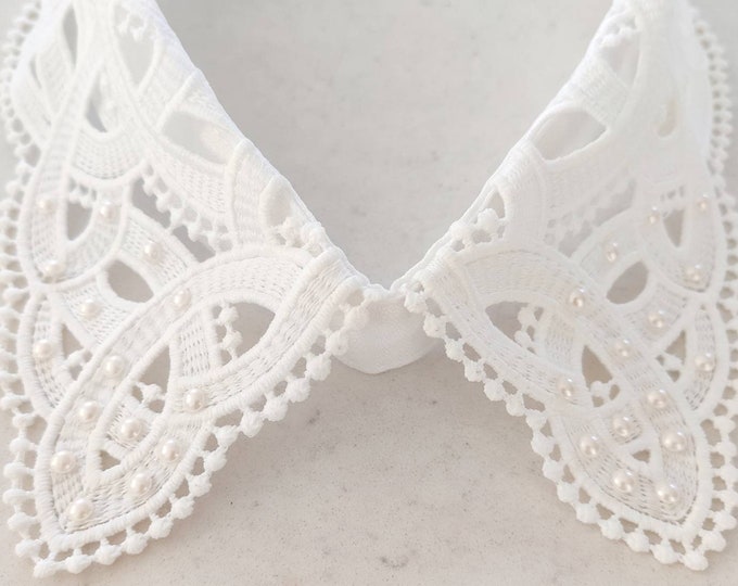White Embellished Collar White Collar Net Collardetachable - Etsy