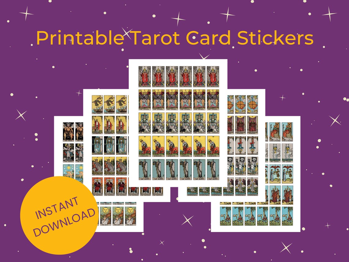 PRINTABLE Tarot Stickers, Tarot Journaling, Instant Download - Etsy