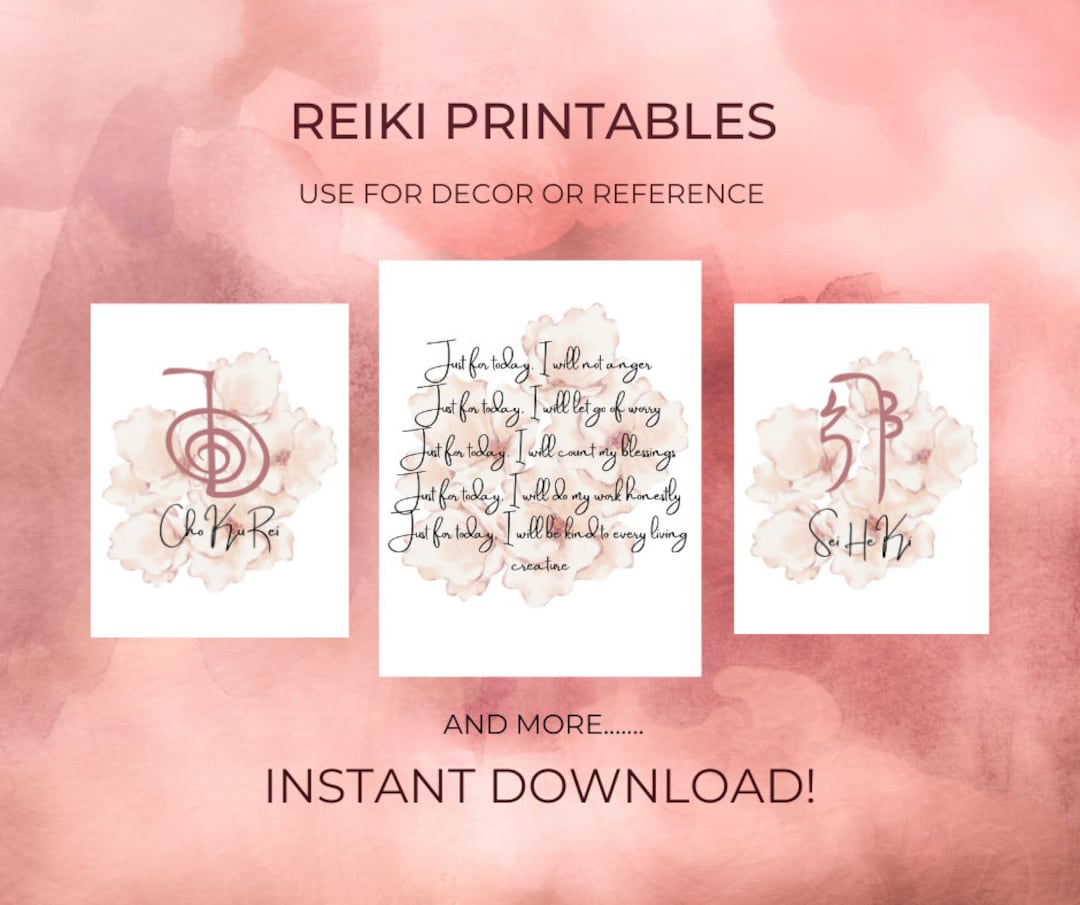 Reiki Printables Watercolor Flowers - Etsy