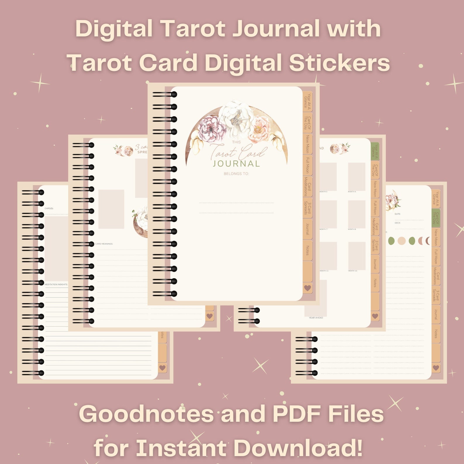 Digital Tarot Card Journal With Goodnotes Digital Tarot Card Sticker ...