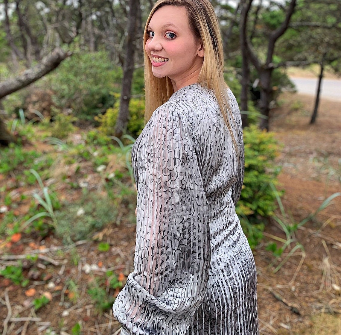 80s ADELE SIMPSON Silver Luxe Silk Blouson Dress 12 ILGWU - Etsy