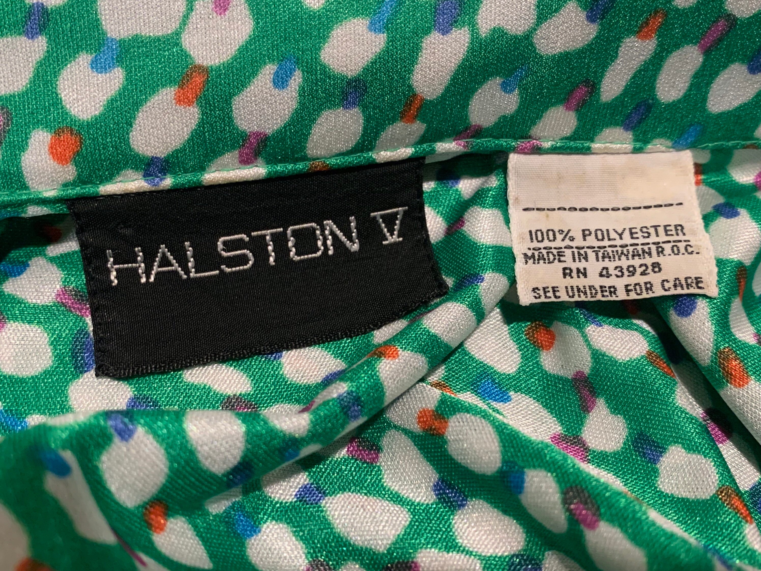 70s HALSTON V Print Jersey Shirt Green Op Art Print Long | Etsy