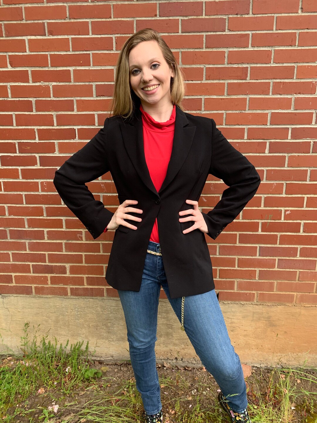 80s STICKY FINGERS SIGNATURE Suit Jacket. Black With Red Blazer, Suit ...