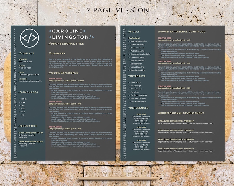 Developer Resume Template for Canva: Highlight Skills as a Web or ...