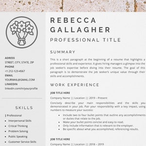 Florist Resume Template for Word, Floral Designer Resume and Cover ...