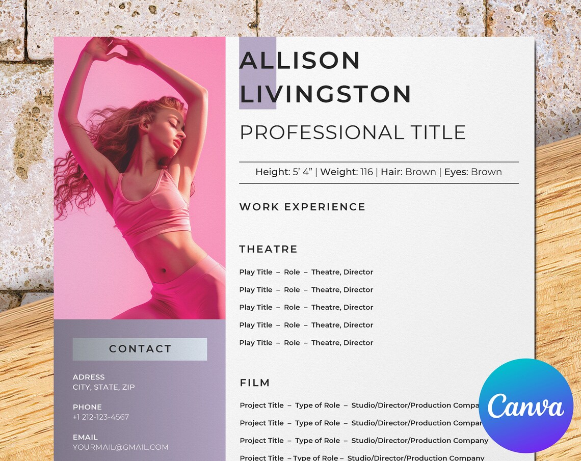 Dance Teacher Resume Template for Canva, Dance Instructor Resume ...