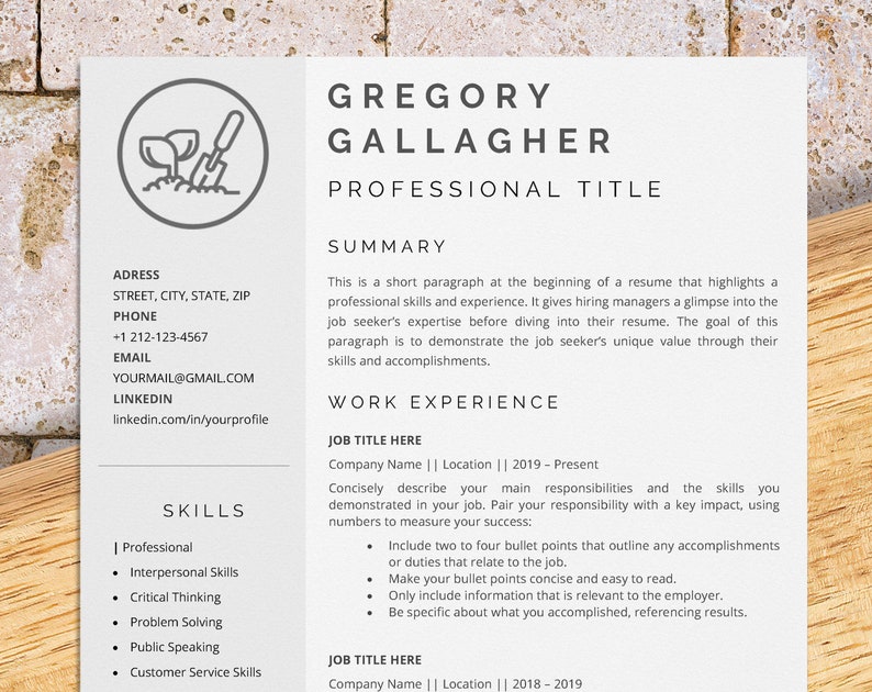 Gardener Resume Template for Word, Groundskeeper, Landscape Worker ...