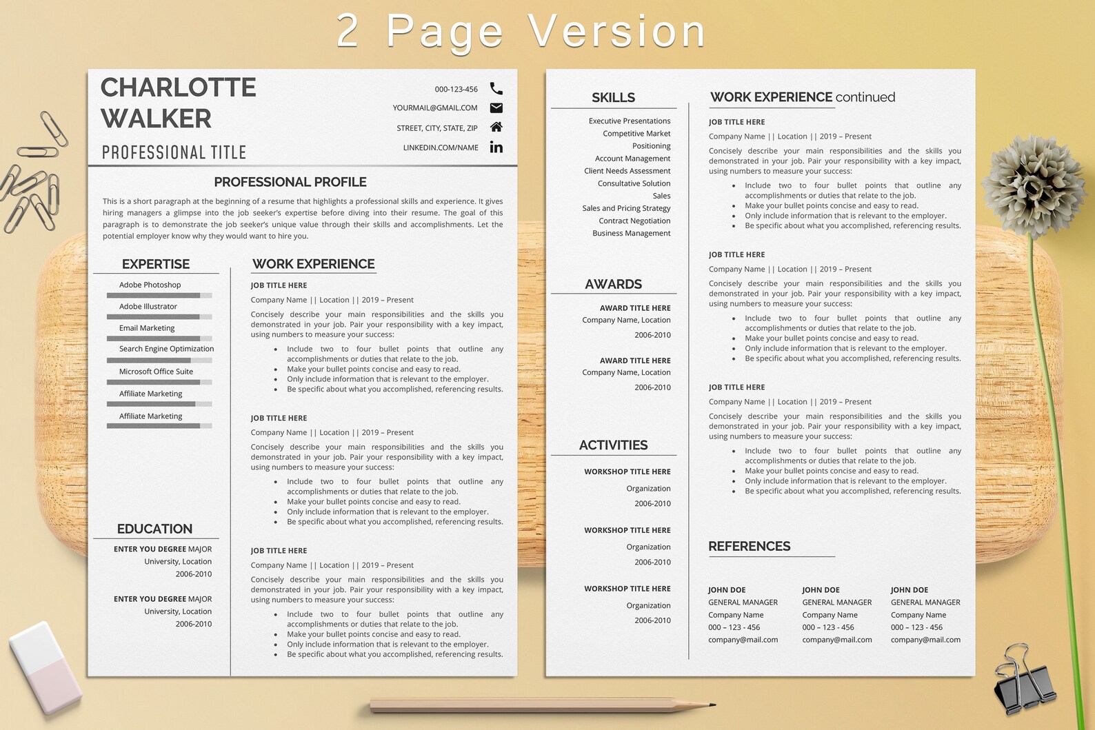 Marketing Managers Resume CV Template for Word Office - Etsy