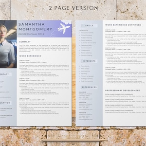 Flight Attendant Resume Template for Canva, Stewardess Resume, Aviation ...
