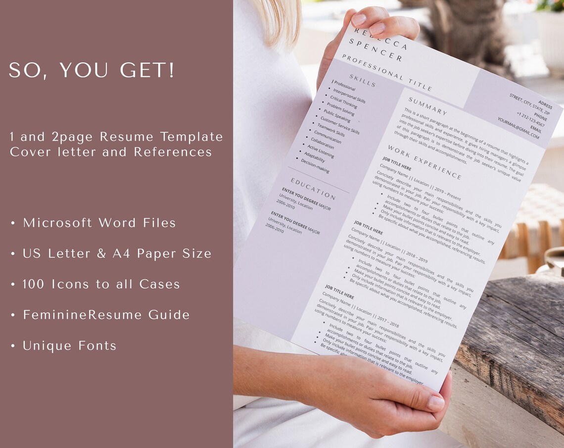 Elegant & Targeted Two Page Resume Template and Cover Letter for Word ...