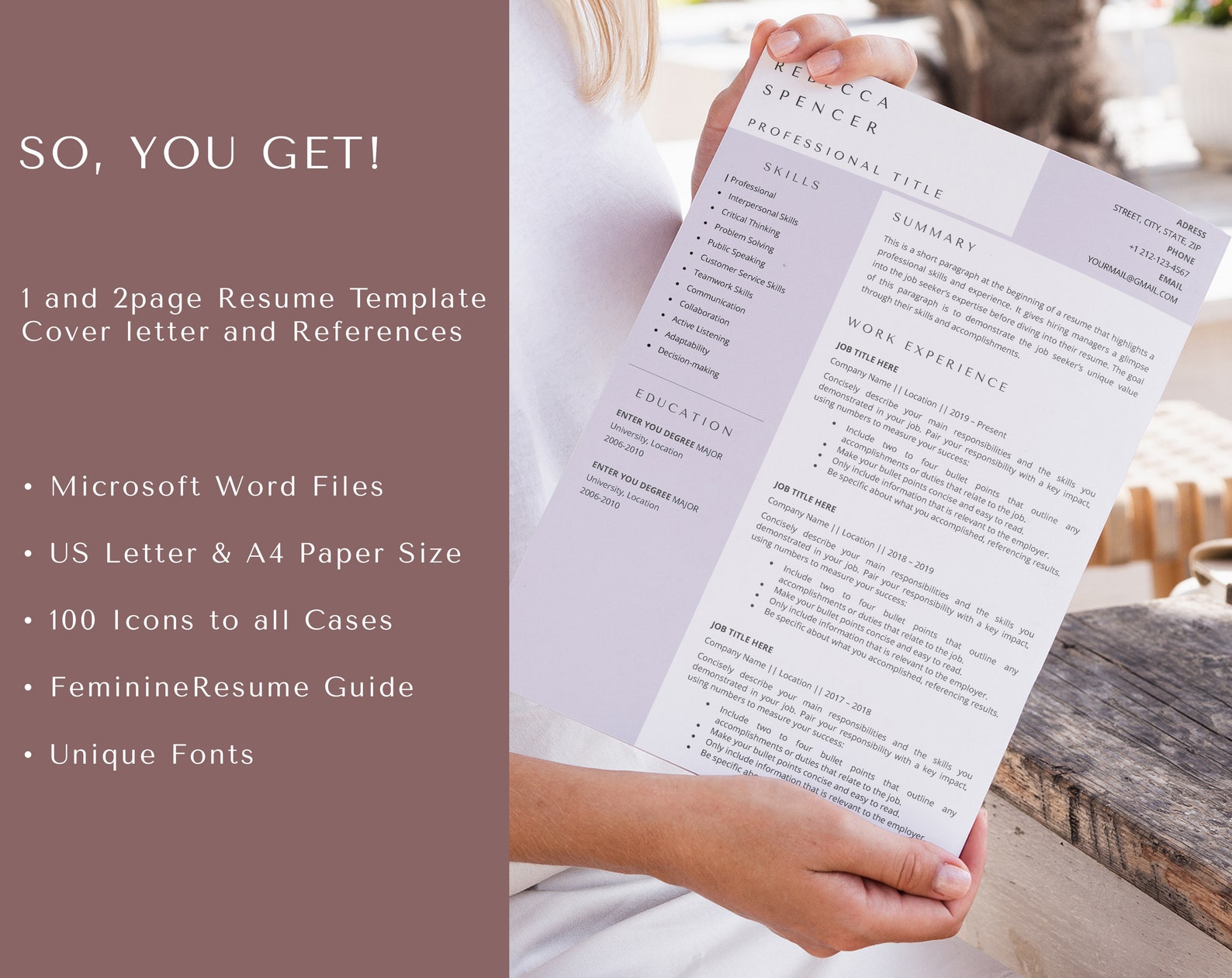Elegant & Targeted Two Page Resume Template and Cover Letter for Word ...