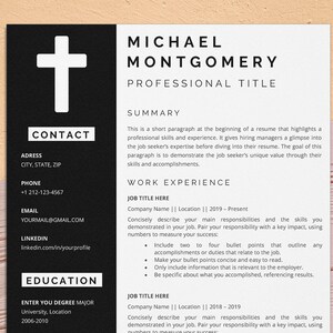 Pastor Resume Template for Word Religion Resume Church | Etsy