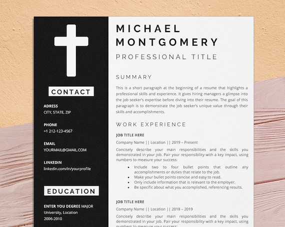 Pastor Resume Template for Word Religion Resume Church | Etsy