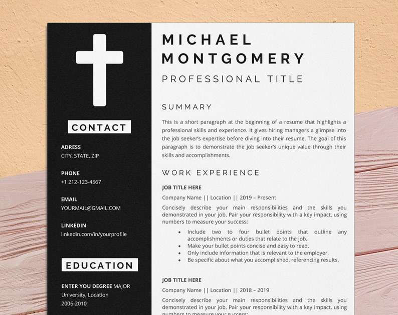 Pastor Resume Template for Word Religion Resume Church - Etsy